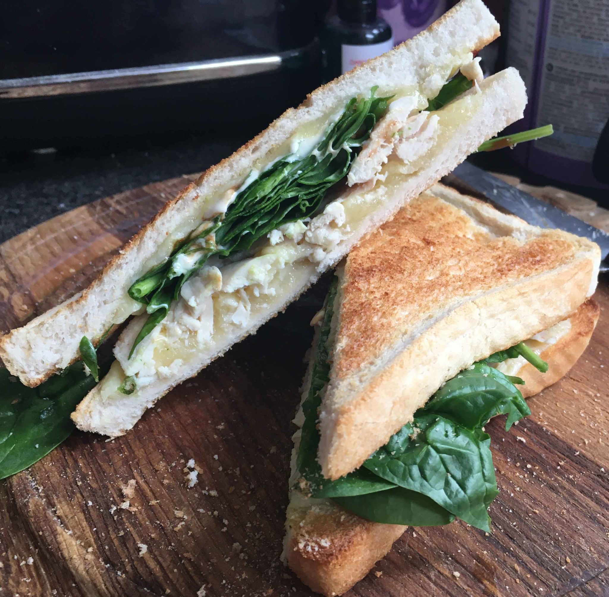 Roast Chicken and Spinach Toasted Sandwich Recipe - Toastie Recipes